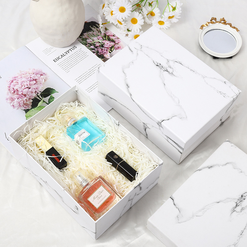 China Marble gift box Instagram Lid gift box White paper cardboard box ...